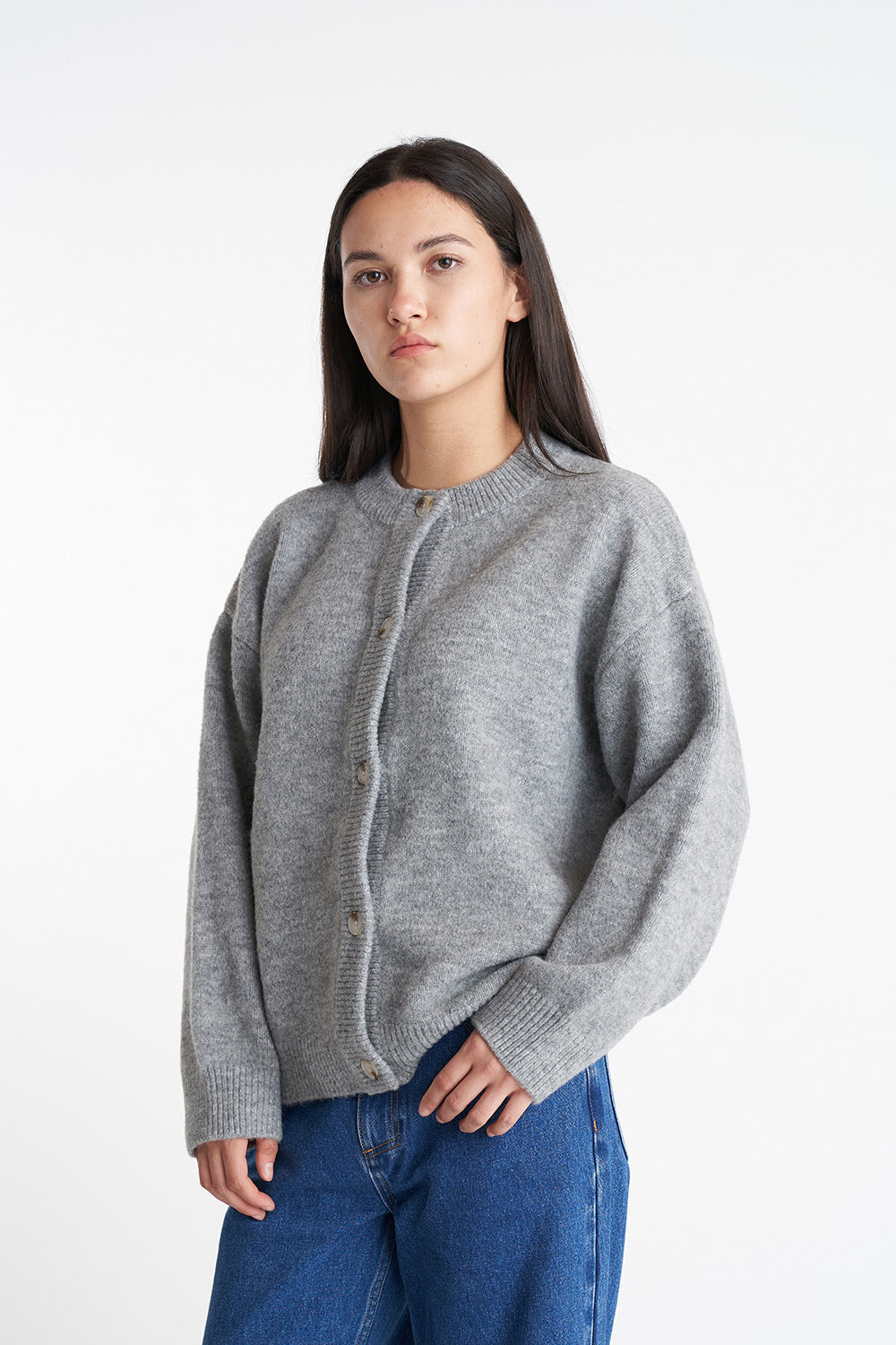 ELLE CARDIGAN SOFT GREY – Huffer